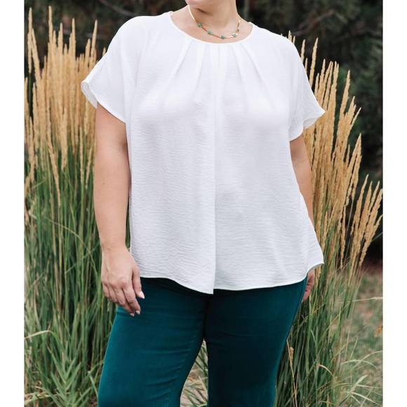 GeeGee | Tops | New Geegee Mild Moments Pleated Detail Top In White ...